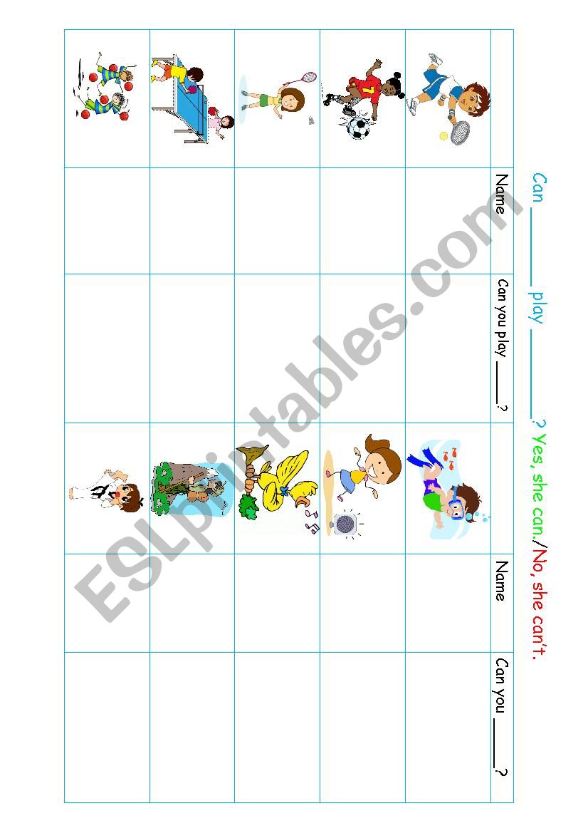 Can you ____? Yes, I can. No, I can´t. - ESL worksheet by emcglew