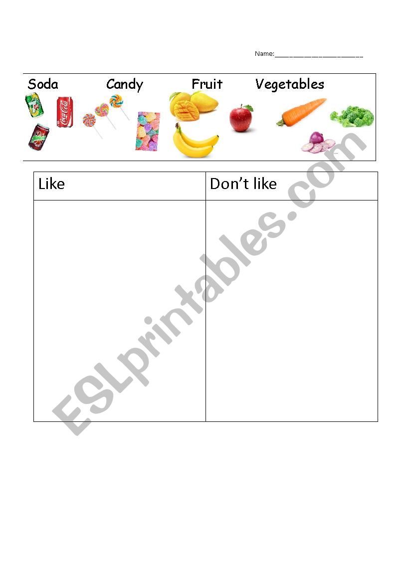 Like/doesn´t like Sorting With Sentence building - ESL worksheet by ...
