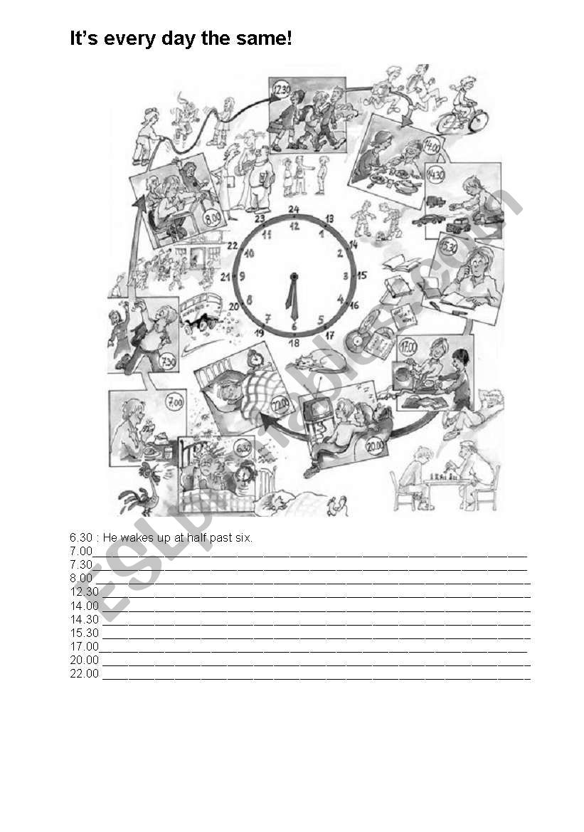 IT´S EVERY DAY THE SAME - ESL worksheet by s.lefevre