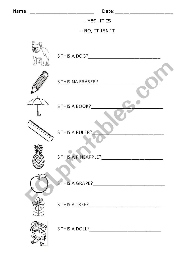 YES IT IS, NO IT ISN´T - ESL worksheet by pricsuraji
