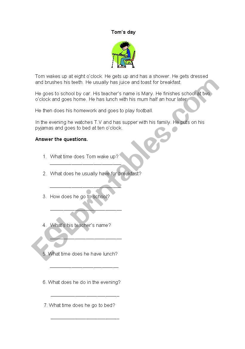 english-worksheets-tom-s-daily-routine-comprehension