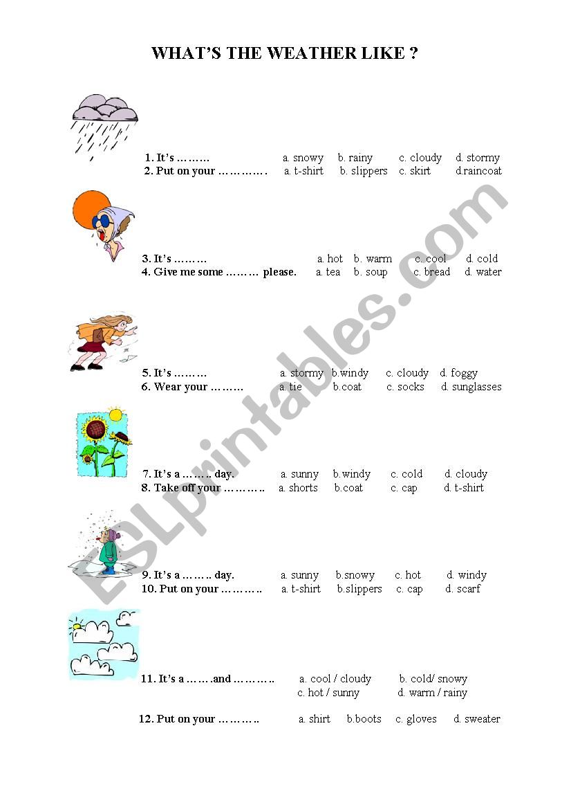 What´s the weather like? - ESL worksheet by 01081013
