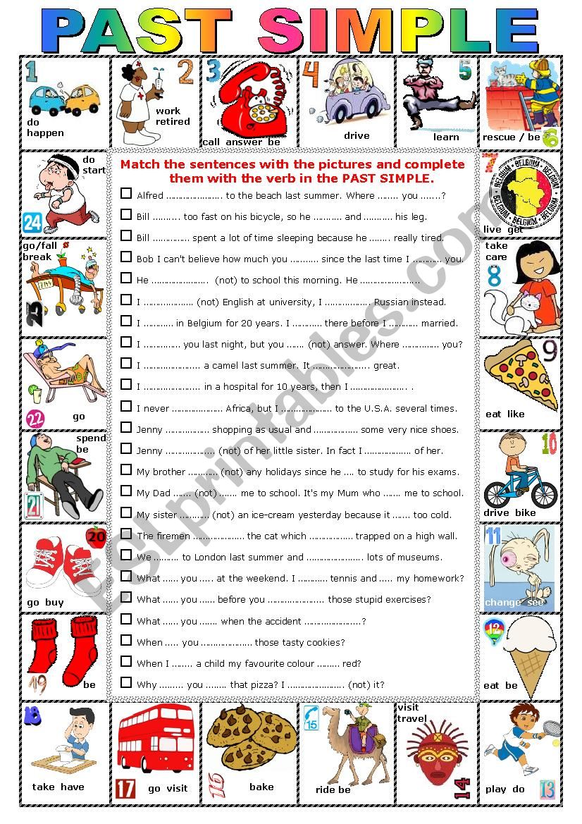 PAST SIMPLE - Pictionary + Exercises + KEY + teacher´s extras - ESL ...