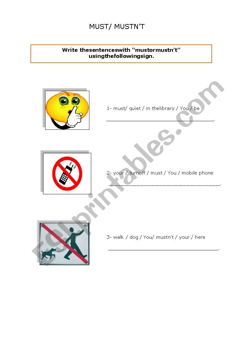must / mustn´t / rules / modals / prohibitions - ESL worksheet by bujucan