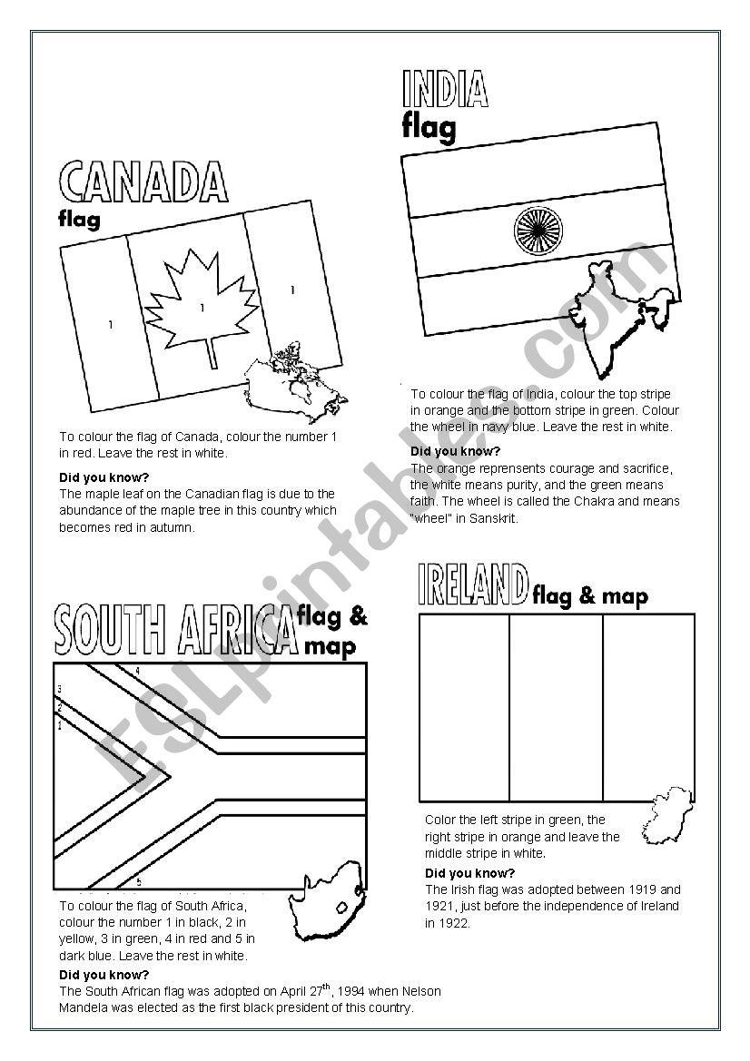 English Speaking Countries Flags Worksheet Pdf - Infoupdate.org