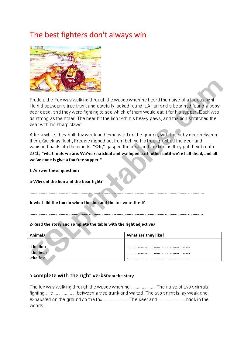 the best fighters don´t always win - ESL worksheet by theina