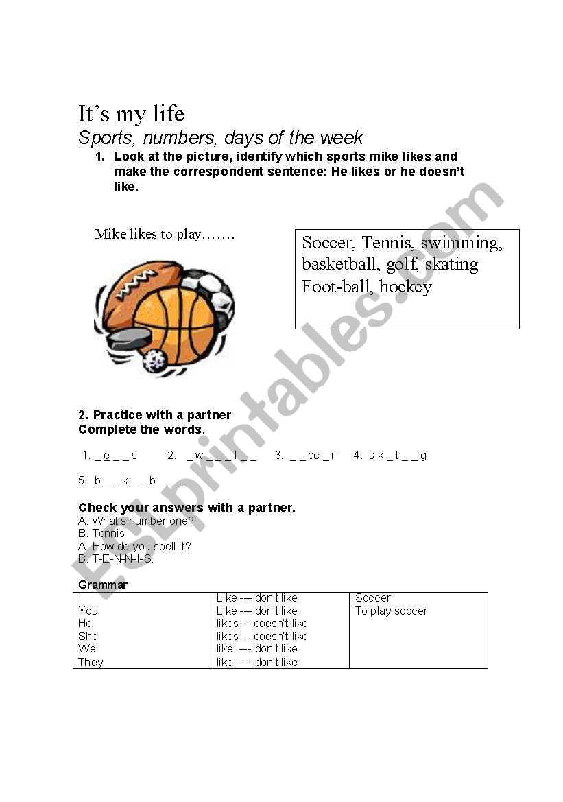 English worksheets: It´s my life