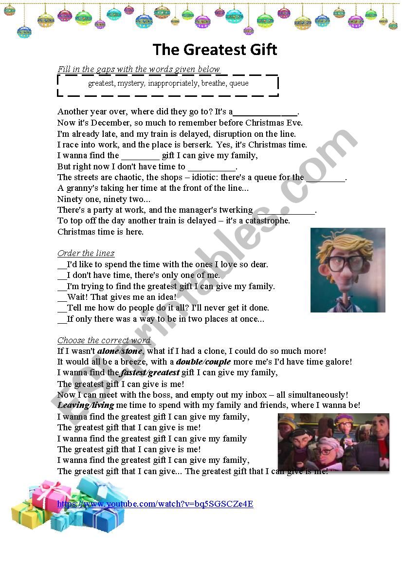 The Greatest Gift | Sainsbury´s Ad - ESL worksheet by Nency
