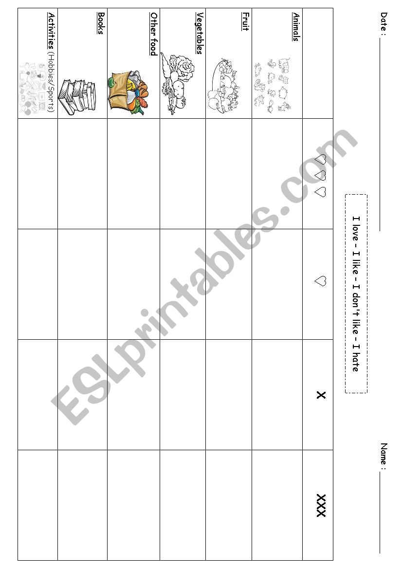 I like / I don´t like - ESL worksheet by Sharon dP