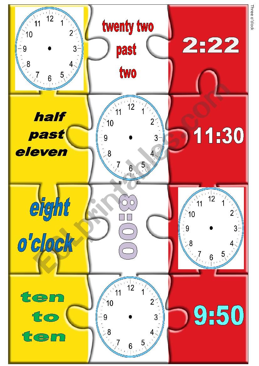 What time is it? puzzle - ESL worksheet by Radia minouche