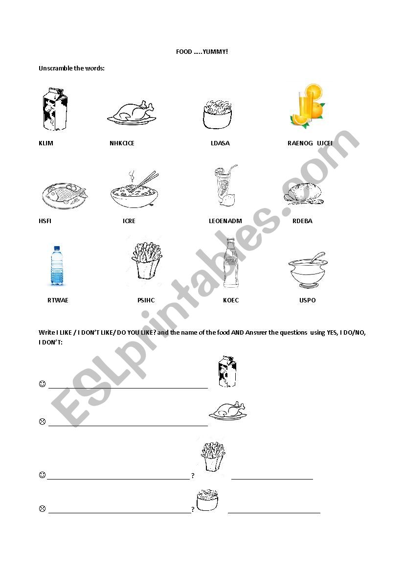 Food: let´s practise! - ESL worksheet by irene8m