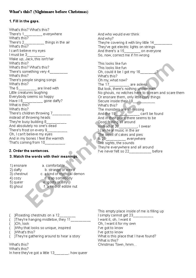 What´s this_song worksheet - ESL worksheet by SilviaShinigami