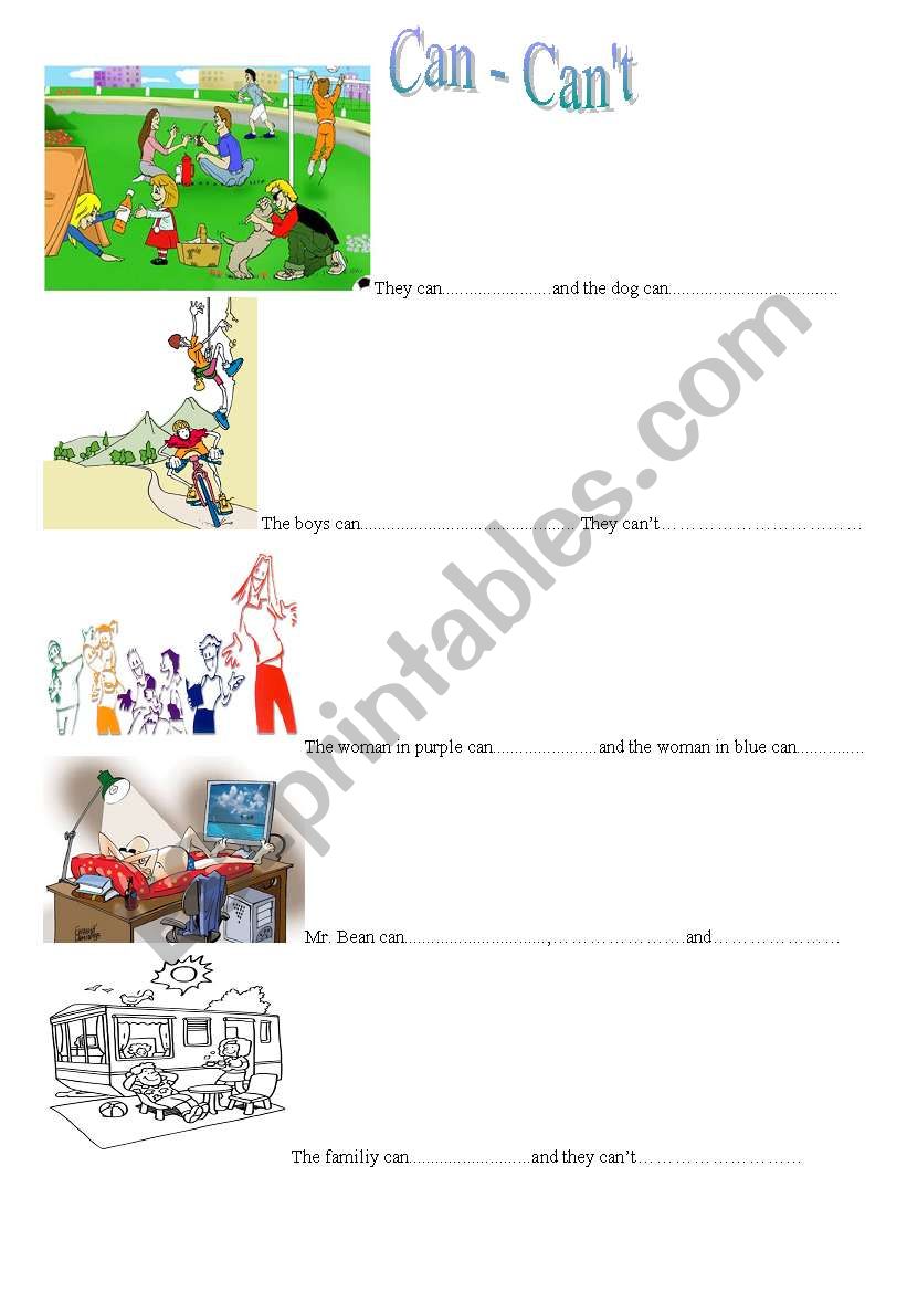 CAN - CAN´T - ESL worksheet by anyteacher