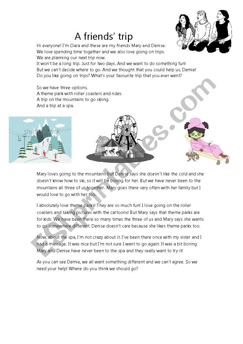 A friends´ trip - ESL worksheet by DeinaA