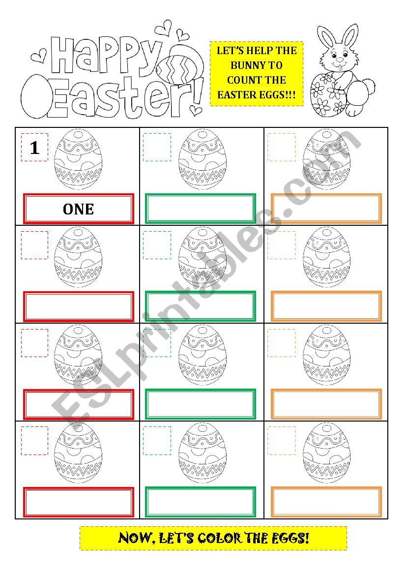 LET´S COUNT THE EASTER EGGS! - ESL worksheet by camilamendes