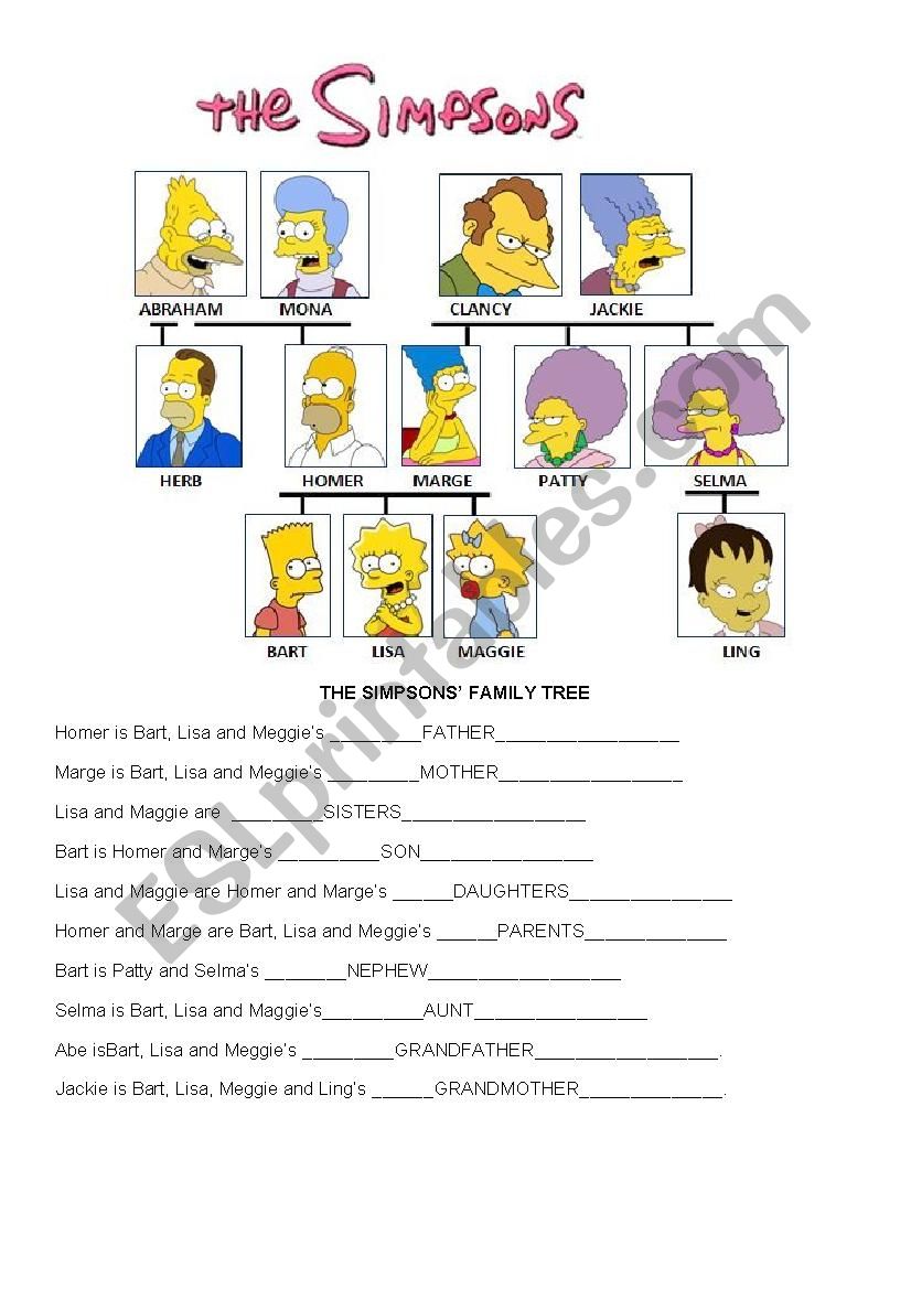 The Simpson´s Family Tree - ESL worksheet by Stela.musatrix