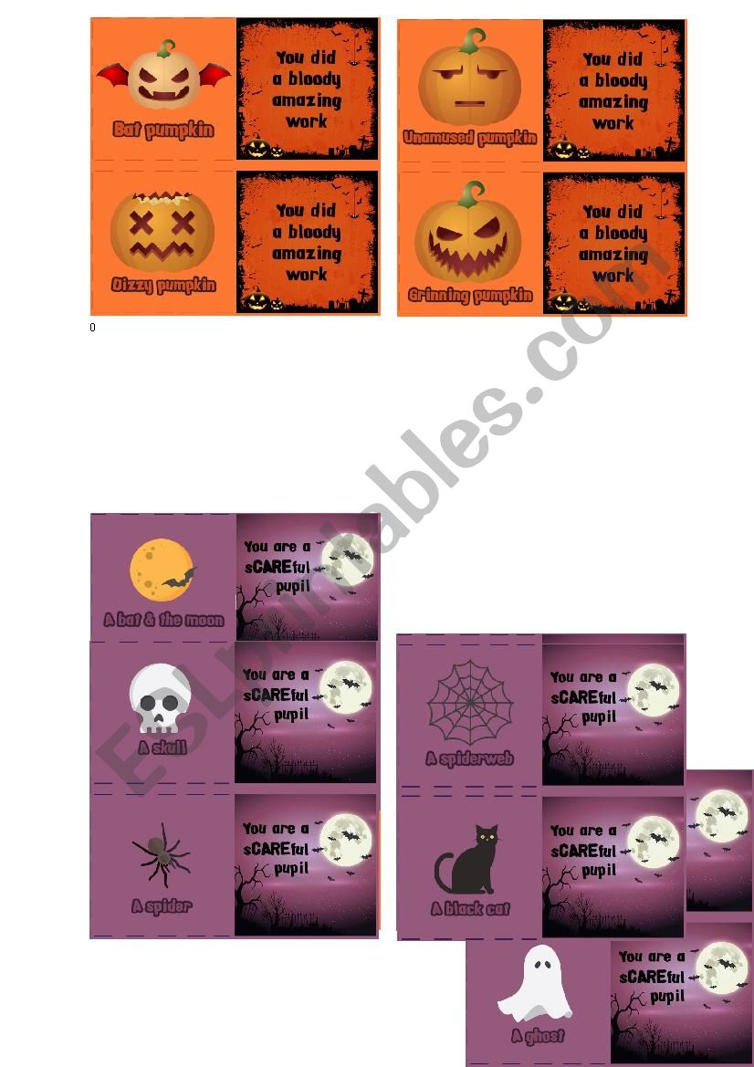 Hallowe´en Brag Cards (part 2) - ESL worksheet by BloodyKiss