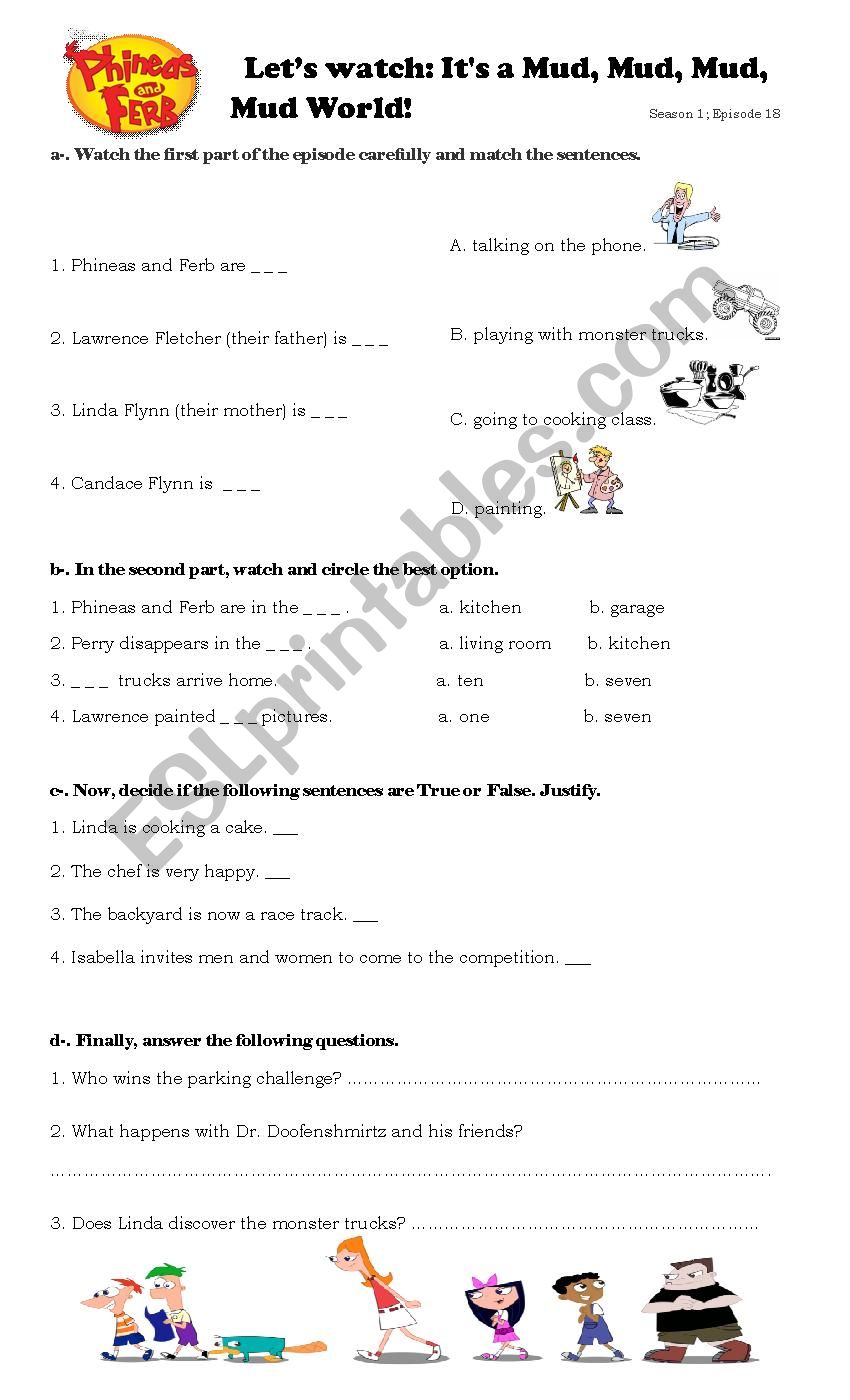 Let’s watch: It´s a Mud, Mud, Mud, Mud World! - ESL worksheet by nessieta
