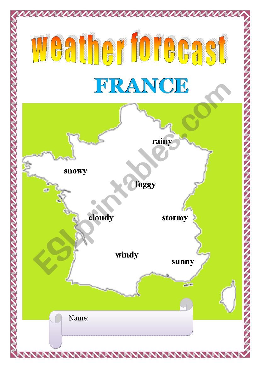 Weather Map ESL Worksheet By Kafeczka