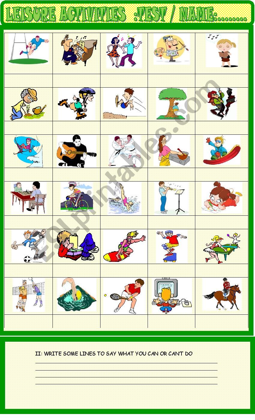 Activities, Can / can´t :test - ESL worksheet by spied-d-aignel