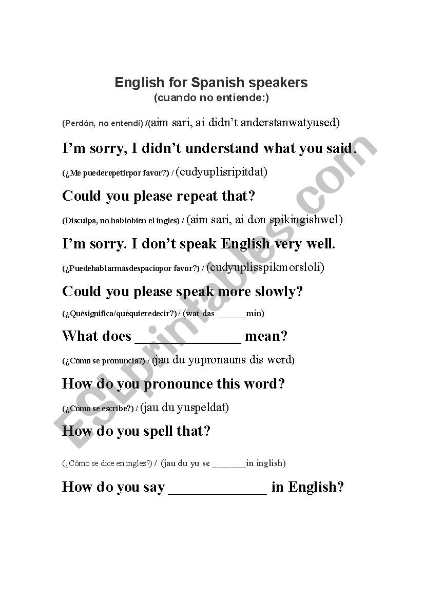 When You Don´t Understand - ESL worksheet by jrrosenberg