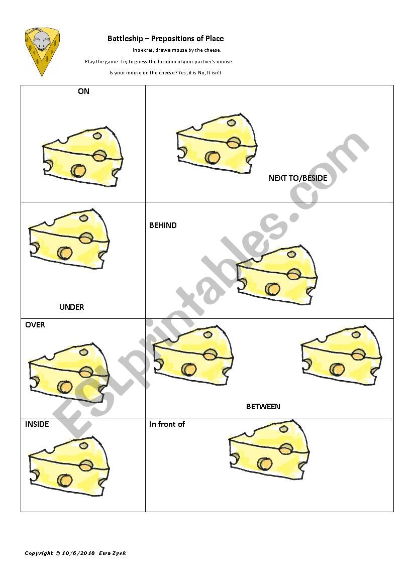 Battleship â€“ Prepositions of Place - ESL worksheet by glutenfree
