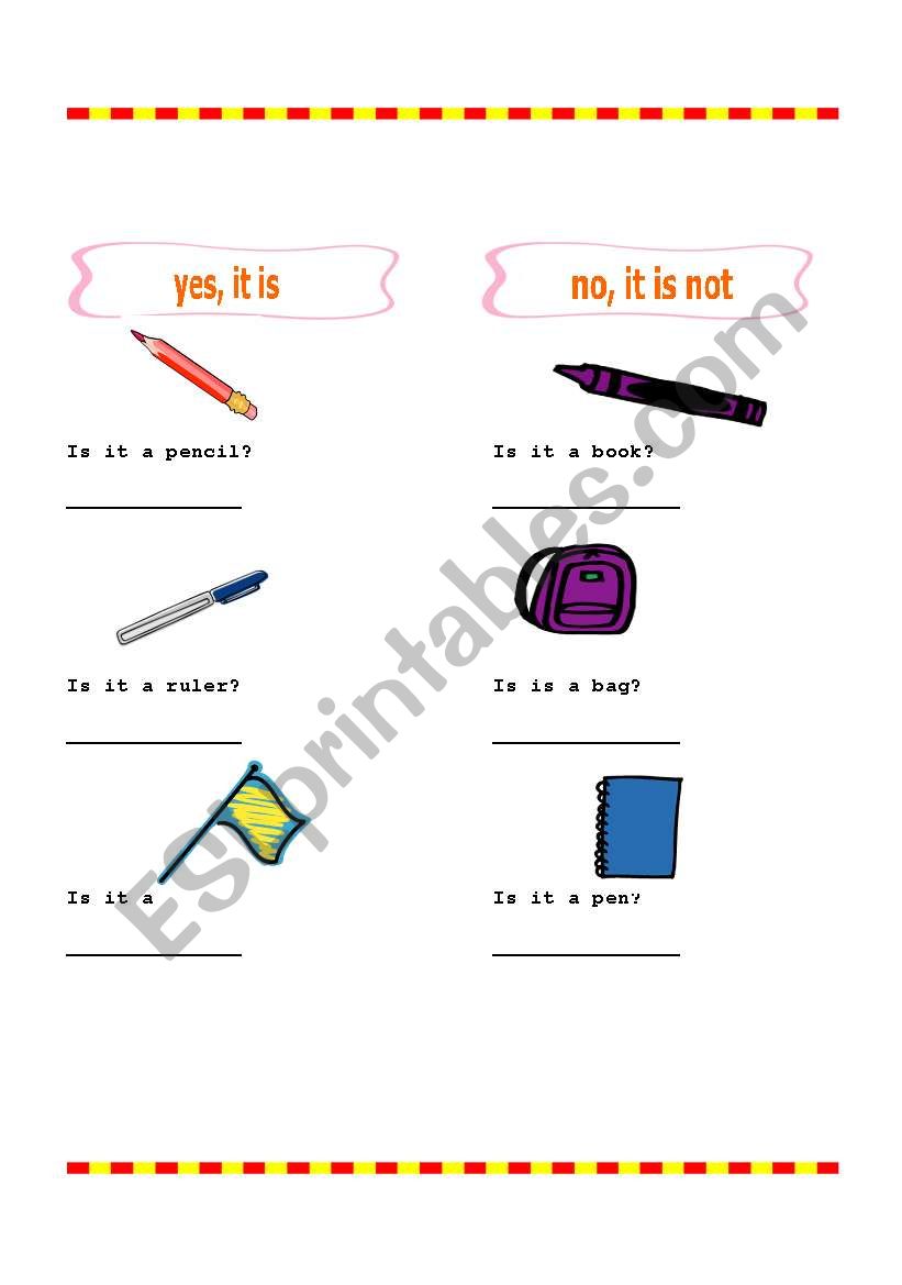 English worksheets: ye it is / no it isn´t