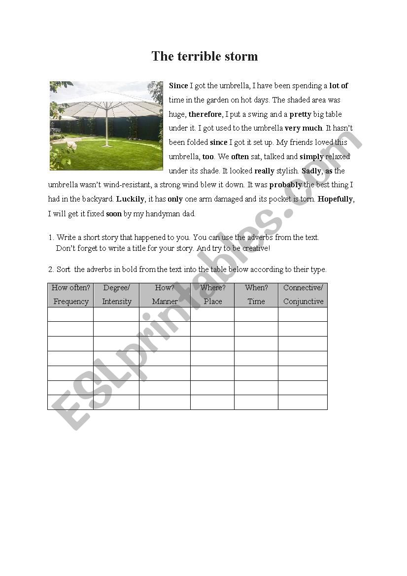 Adverbs and The True Story – key included - ESL worksheet by glutenfree