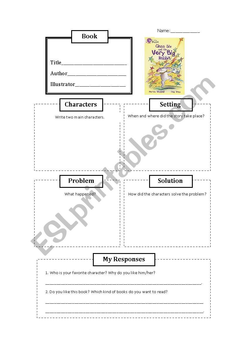 Class Six and the Very Big Rabbit - Reading Responses - ESL worksheet ...
