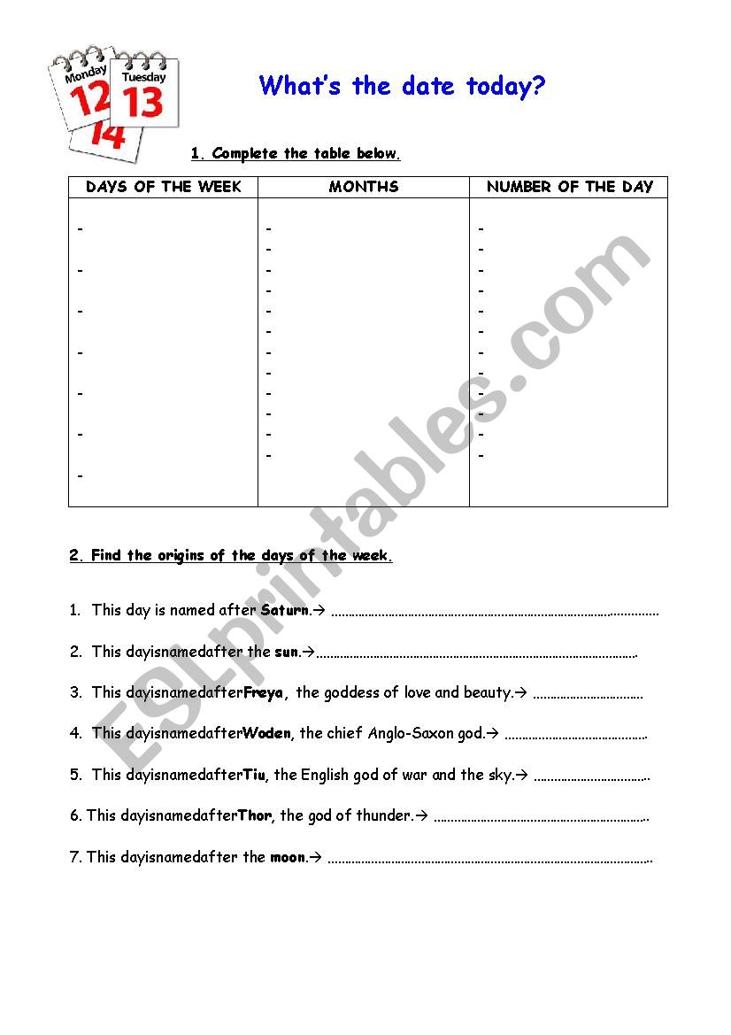 What´s the date today? - ESL worksheet by sophieenglish