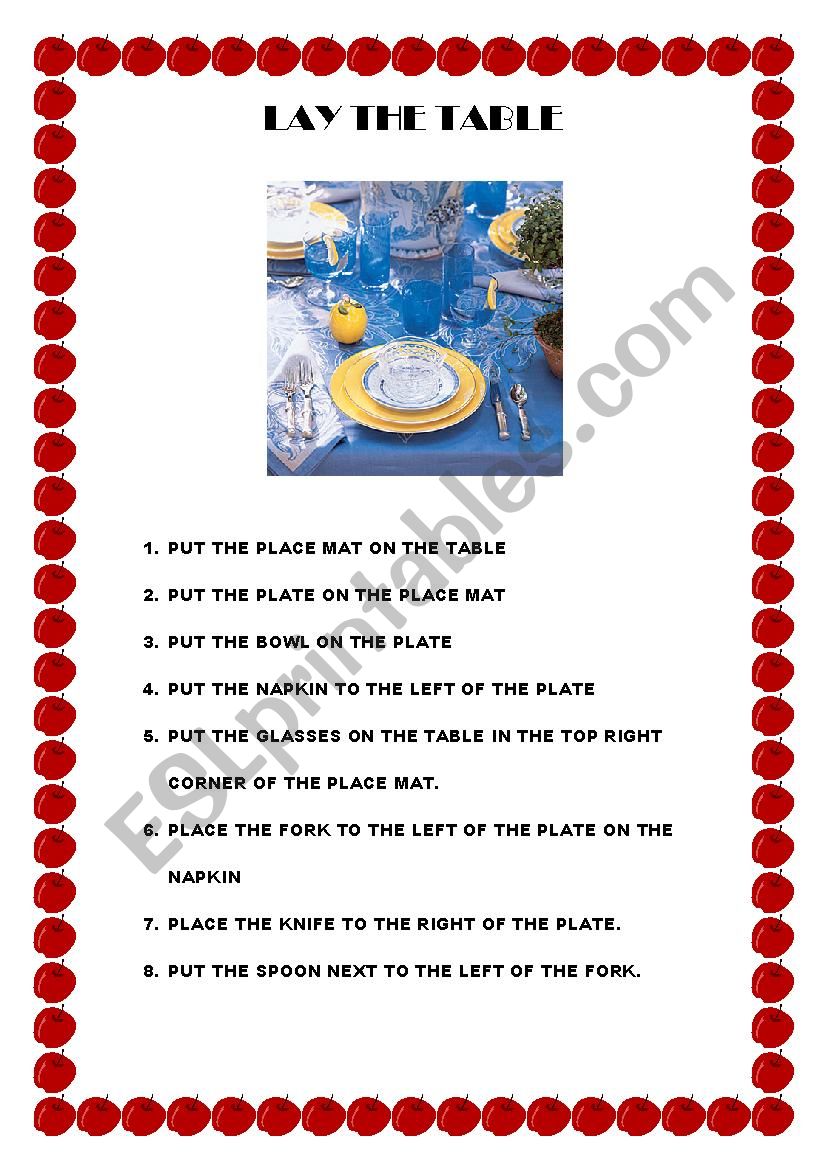 let´s lay the table - ESL worksheet by fangar