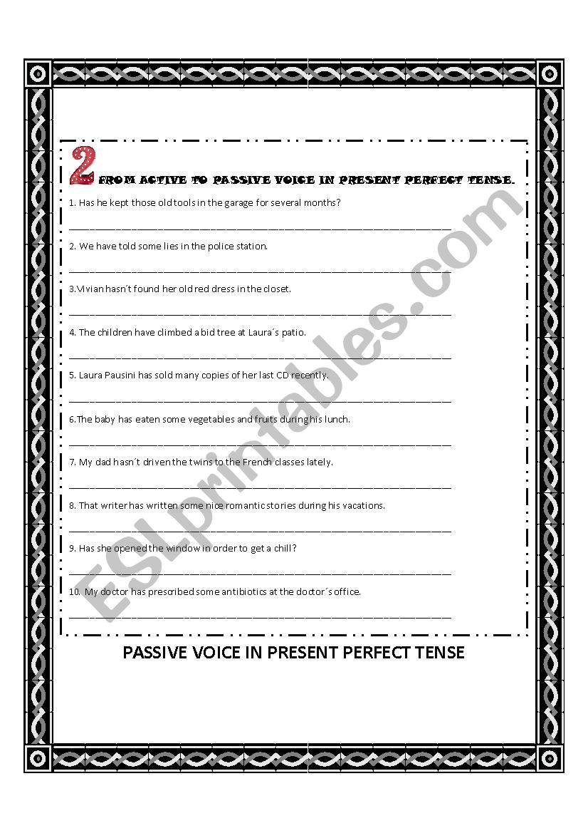 Passive Voice Using The Present Perfect Tense Key Esl Active And