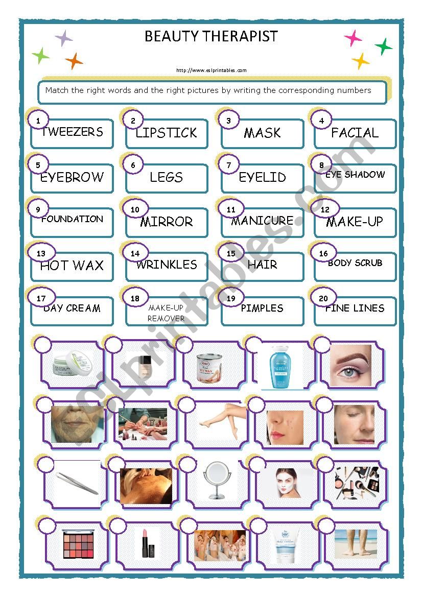 BEAUTY THERAPIST´ S VOCABULARY - ESL worksheet by valerieg79
