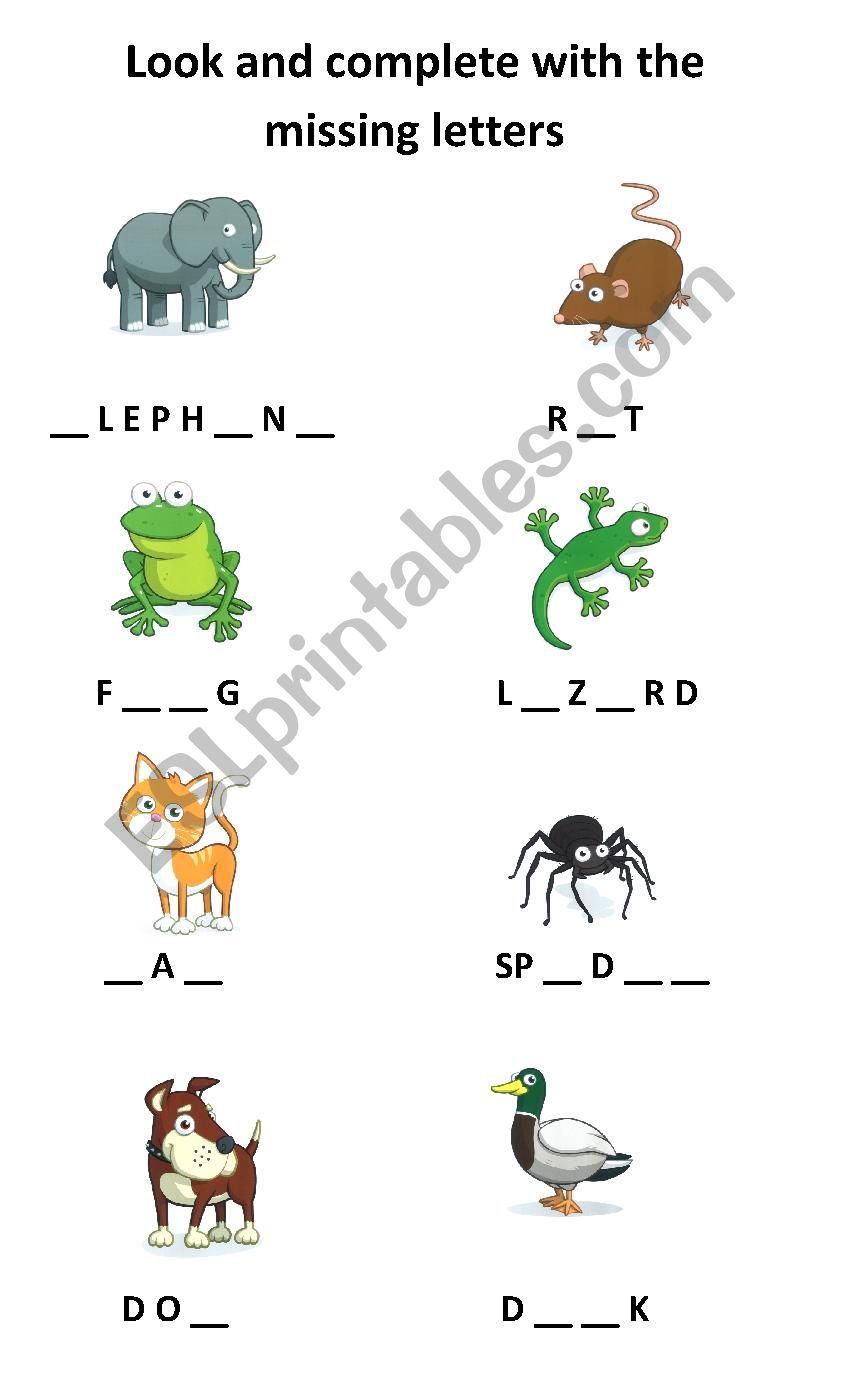 Look And Complete The Missing Letters ESL Worksheet By Carito22