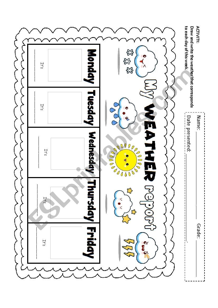Weather Report ESL Worksheet By Miss Sara Saldes