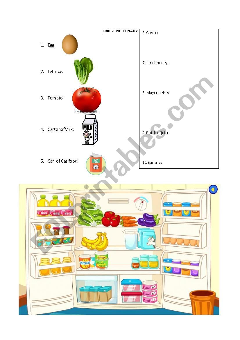 What´s on the fridge? There is / are practice - ESL worksheet by ...