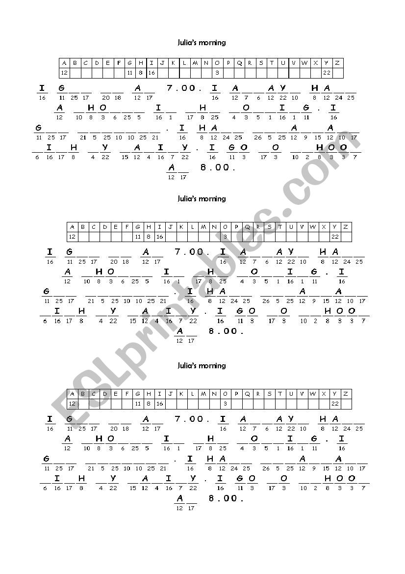 Julia´s morning - ESL worksheet by Cecilia Candán