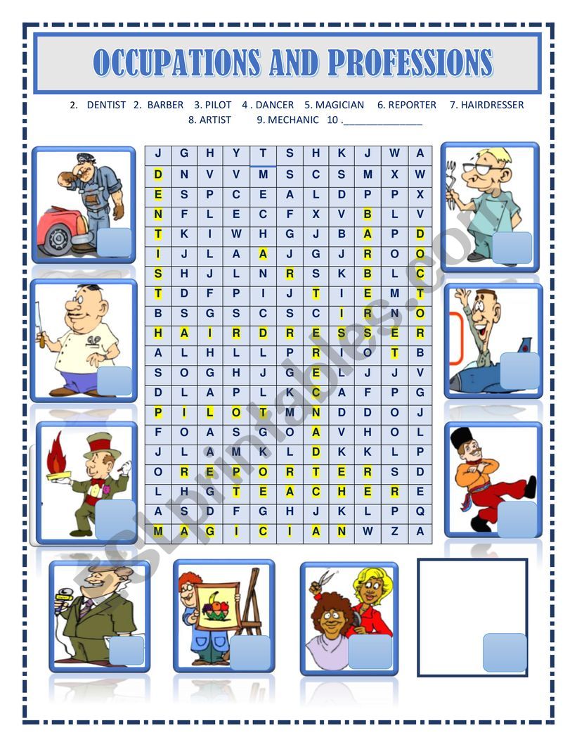 Jobs Wordsearch And Sentences With Key Esl Worksheet By ESL