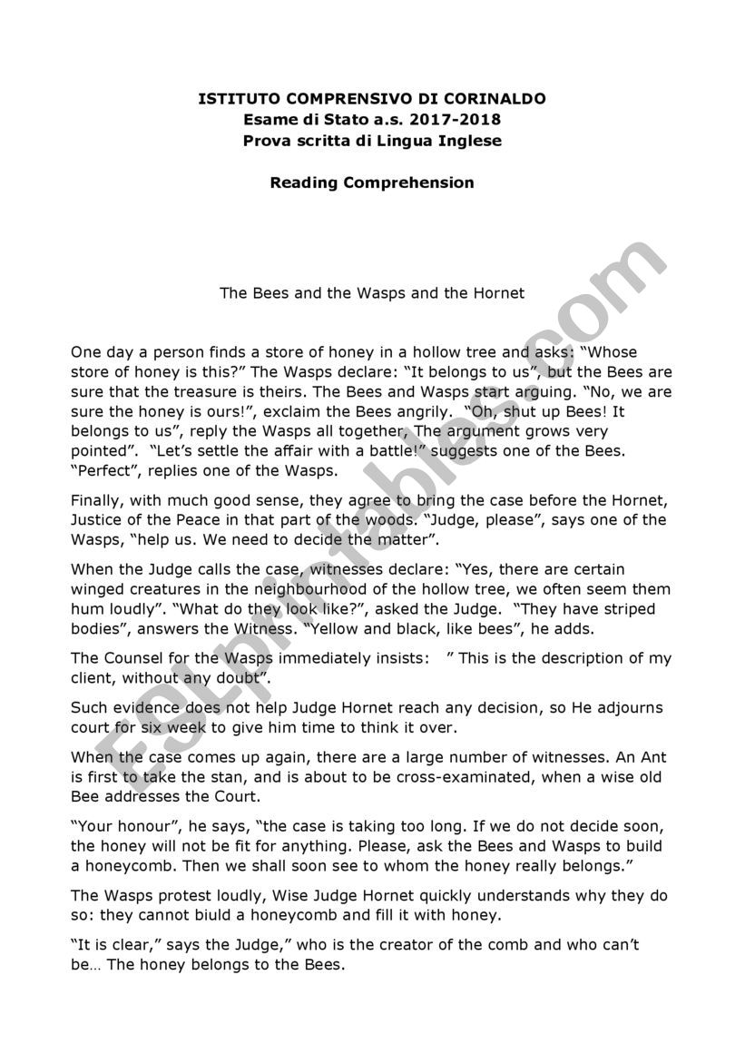 Aesop´s fable - ESL worksheet by innuendo70