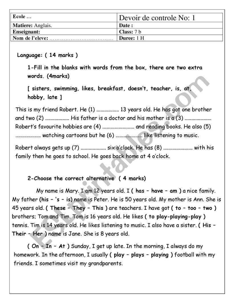 7th midterm test 1 - ESL worksheet by dellobu 7th midterm test 1 - ESL worksheet by dellobu