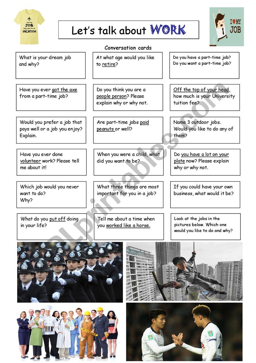 Let´s Talk About Work Conversation (Vocabulary Included) - ESL ...