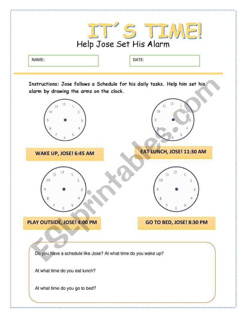 It´s Time - ESL worksheet by idapiedra2332