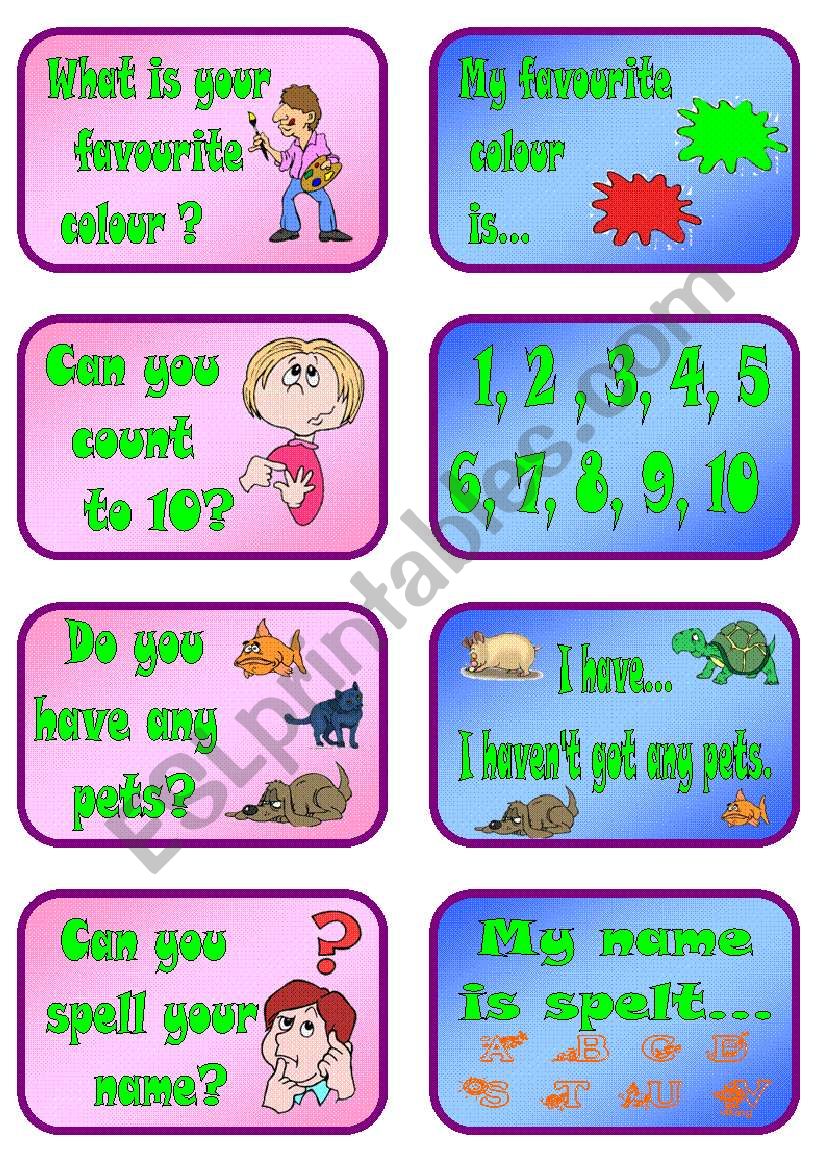 Let´s Get Talking Card Set Part 2 of 2 - ESL worksheet by elowe