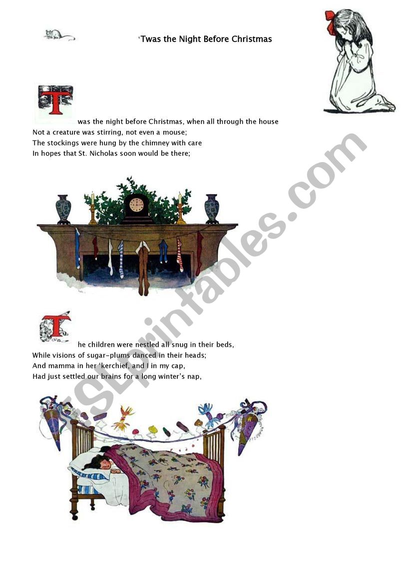 Â´Twas The Night Before Christmas - ESL worksheet by teacherfaine