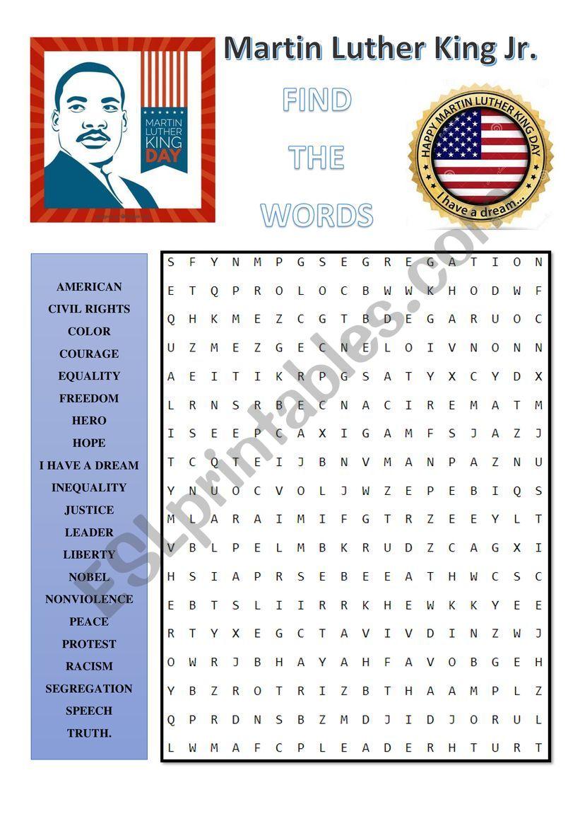 Martin Luther King´s Day - ESL worksheet by mianocity