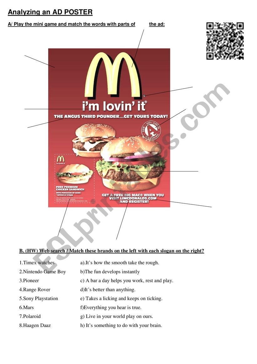 Analyzing an AD POSTER - ESL worksheet by misternoze Analyzing an AD POSTER - ESL worksheet by misternoze