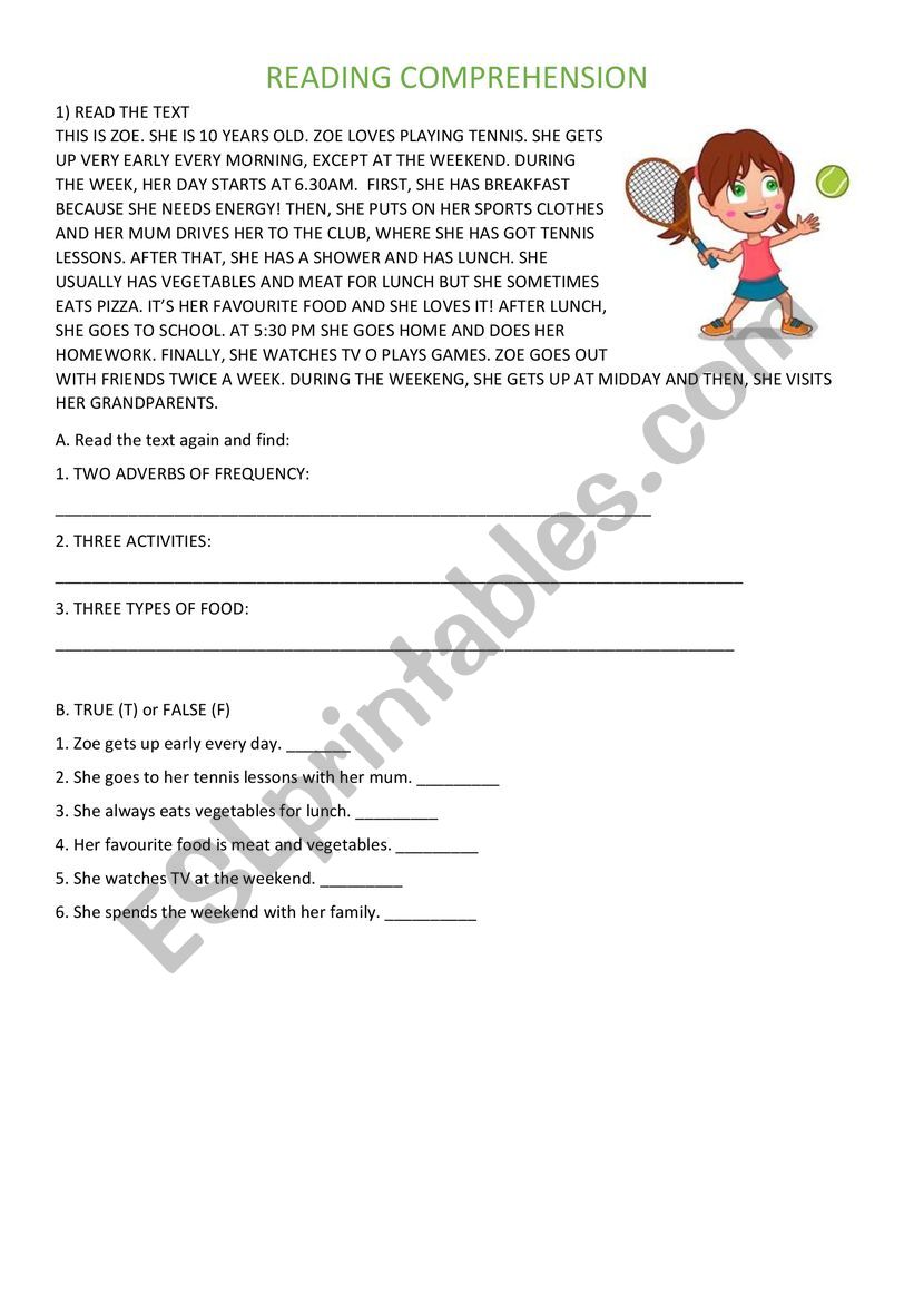 EASY READING COMPREHENSION PRESENT SIMPLE ESL Worksheet By Biaan