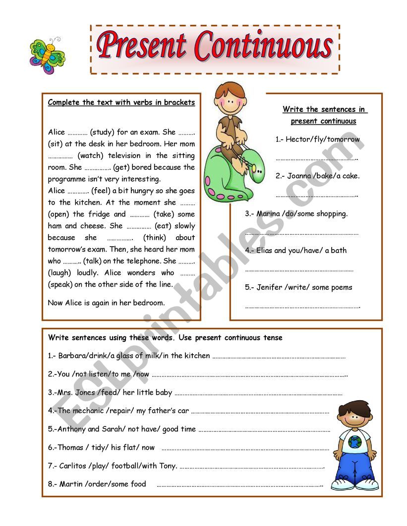 PRESENT CONTINUOUS TENSE ESL Worksheet By Mariaah