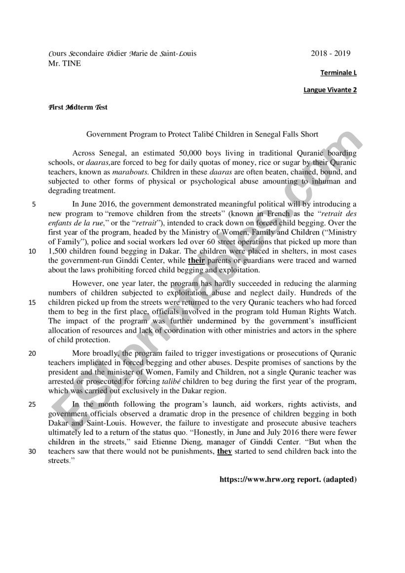 street children´s situation - ESL worksheet by epatine