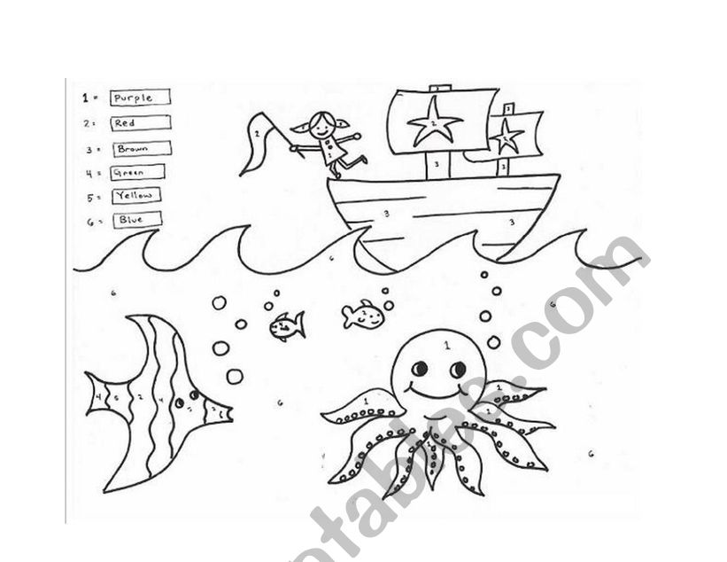 Colors (Sea Animals, Sea Adventures) - ESL worksheet by macc0293